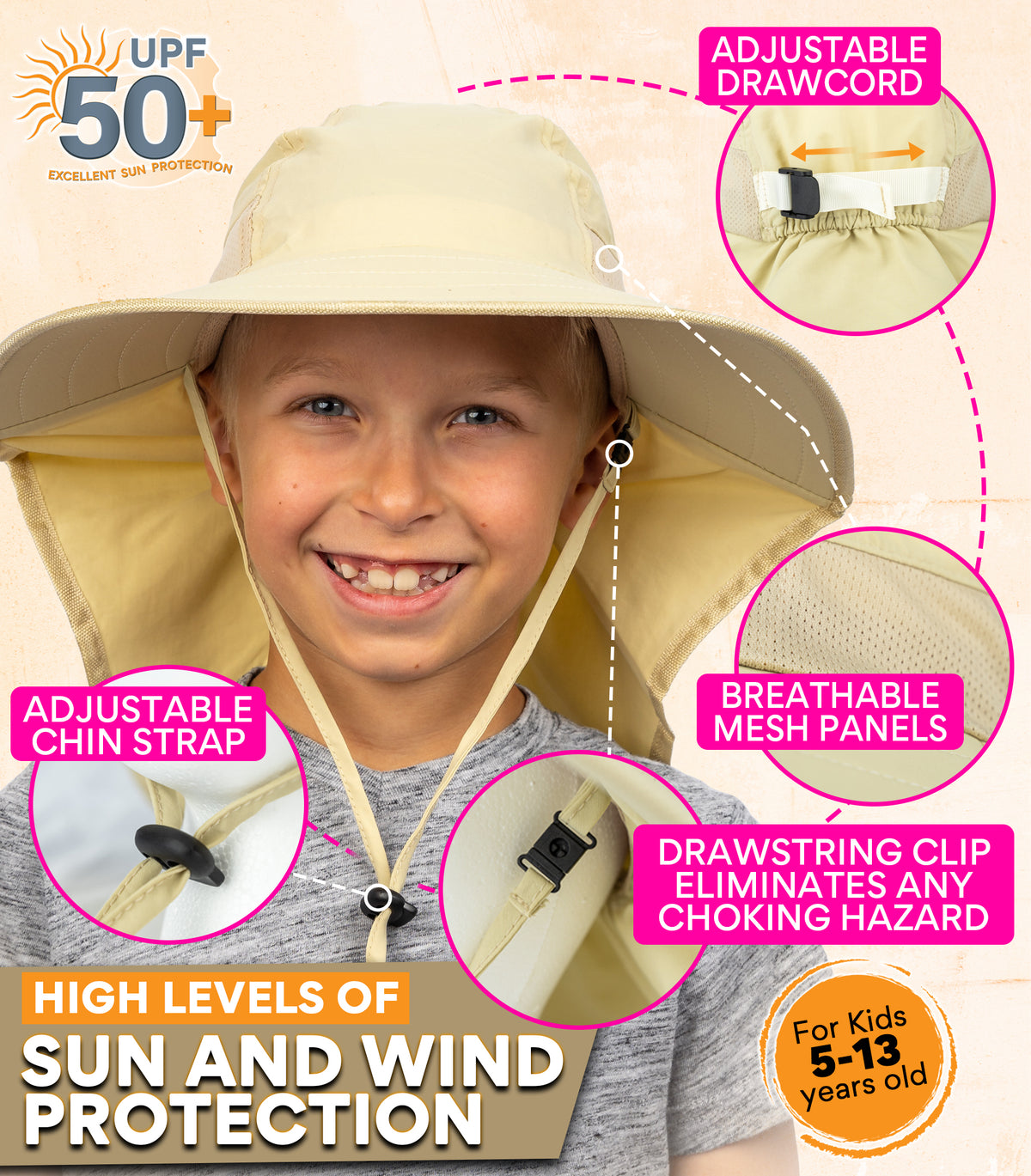 Sun Protection Hat for Kids with UPF 50+ - Safety Headgear - Discovere ...
